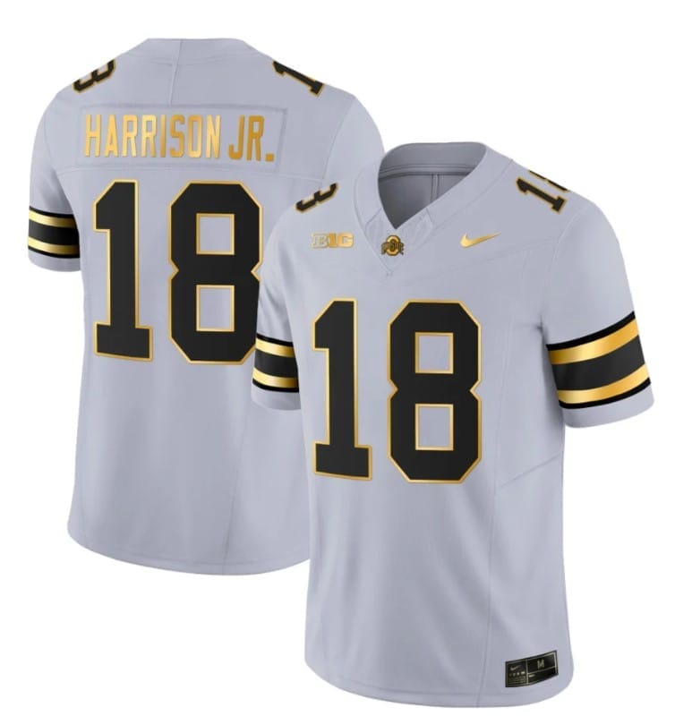 [Hot] Buy New Marvin Harrison Jr Jersey Gray Gold